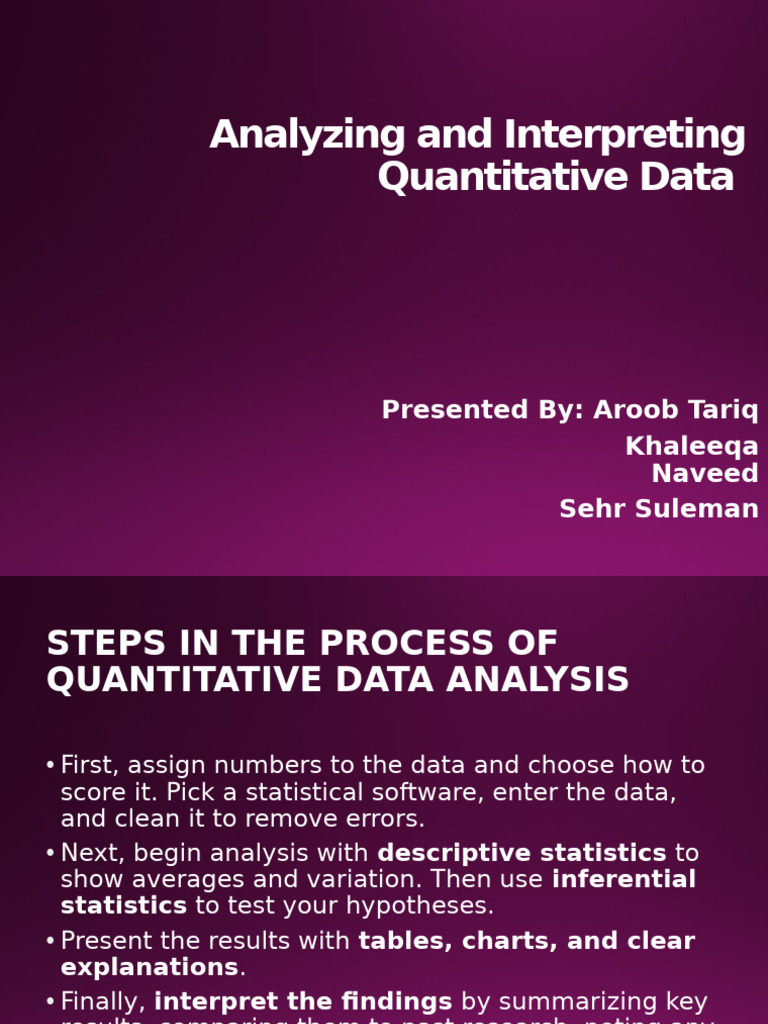 Quantitative Data Analysis Steps | PDF | Statistics | Standard Deviation