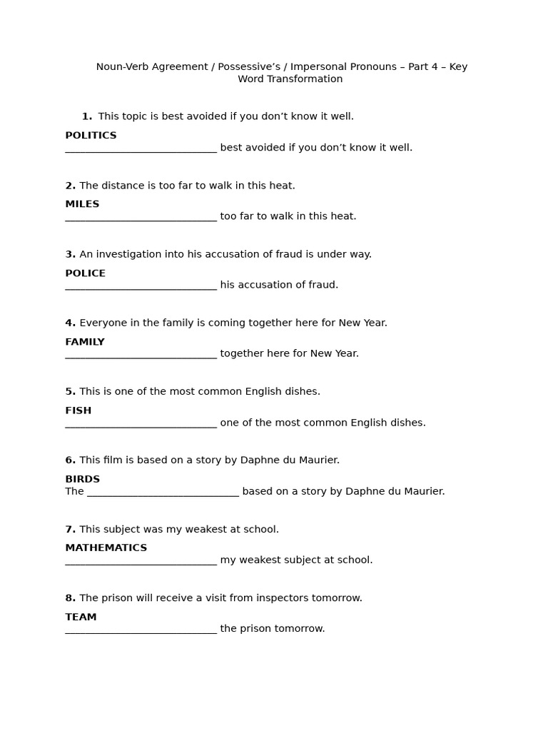 Noun-Verb Agreement Exercises Guide | PDF | Chess Theory | Chess