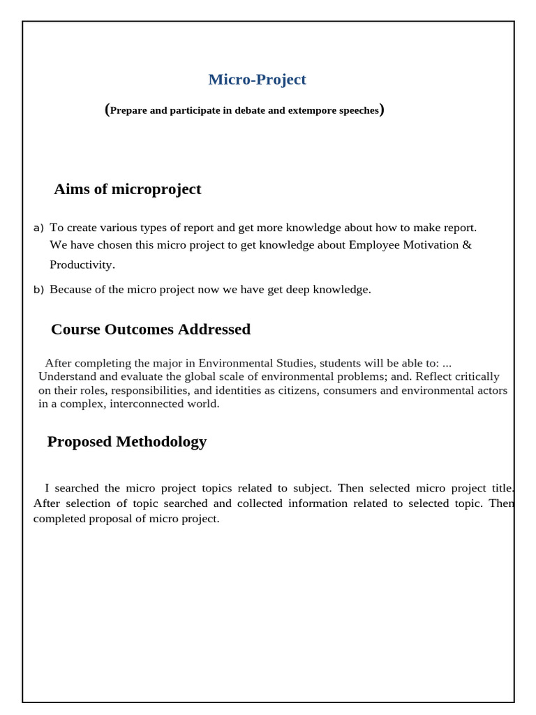 Sample Format For Microproject | PDF | Critical Thinking | Thought