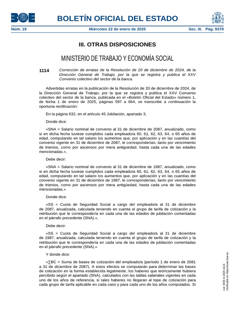Corrección de erratas en convenio bancario | PDF | Economias