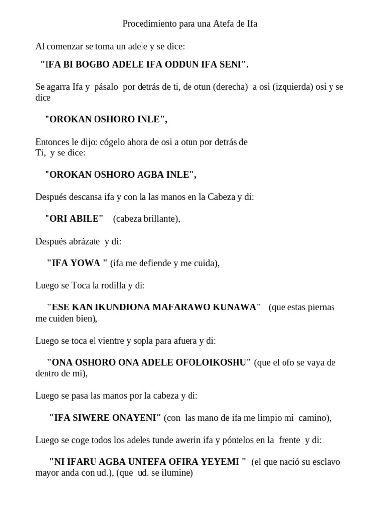Procedimiento de Atefa en Ifa | PDF