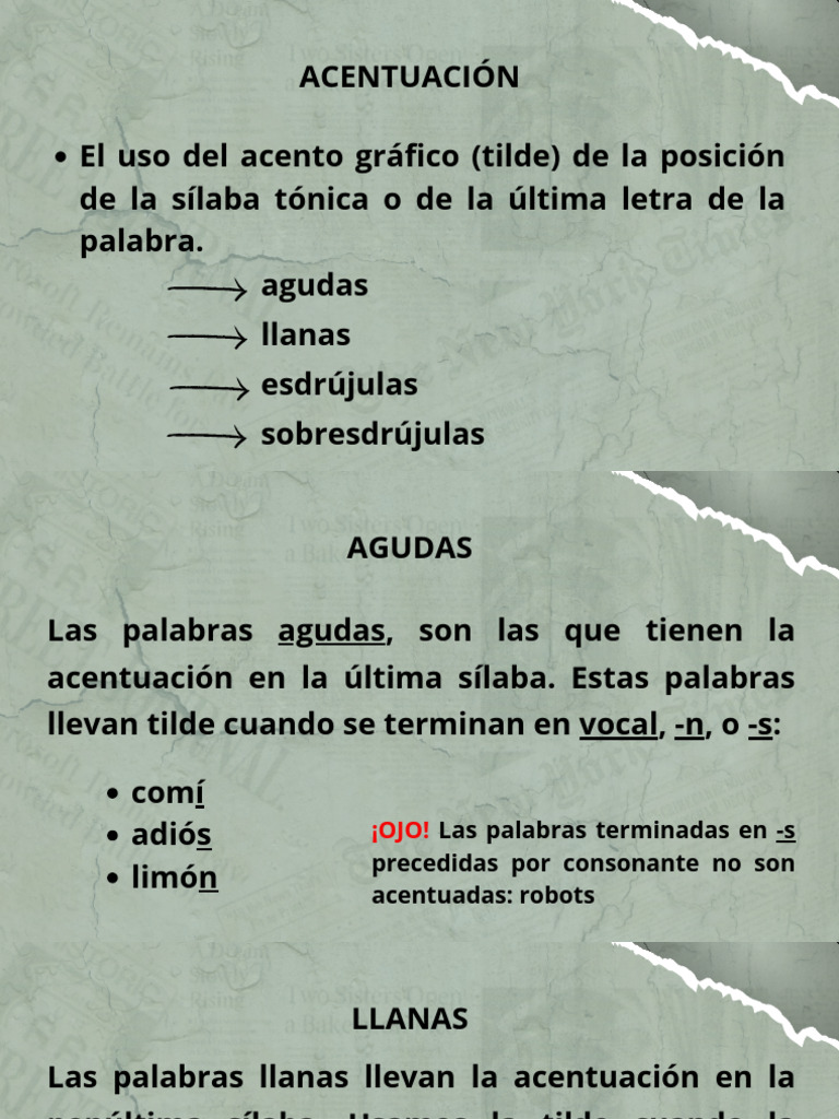 Reglas de acentuación en español | PDF