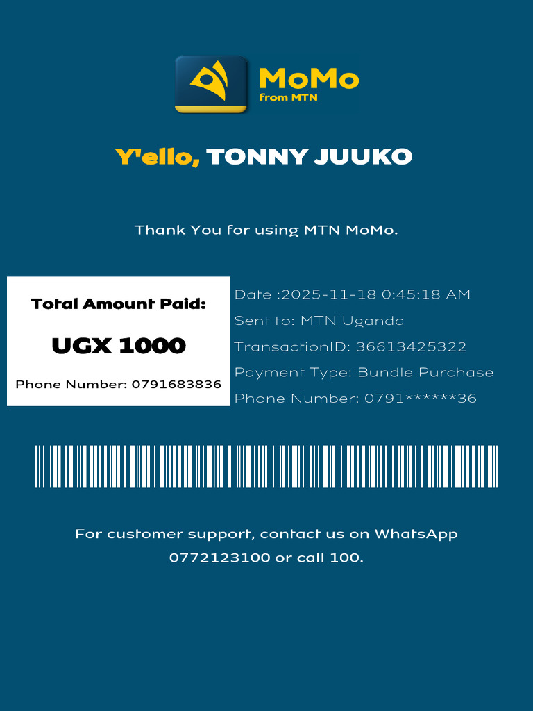 MTN MoMo Bundle Purchase Receipt | PDF