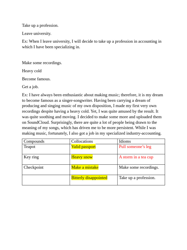 Pursuing Music and Accounting Dreams | PDF