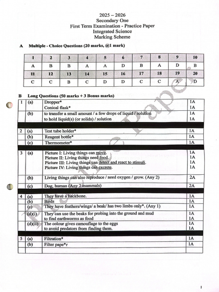 2526 Is T1 Practice Paper Answer | PDF