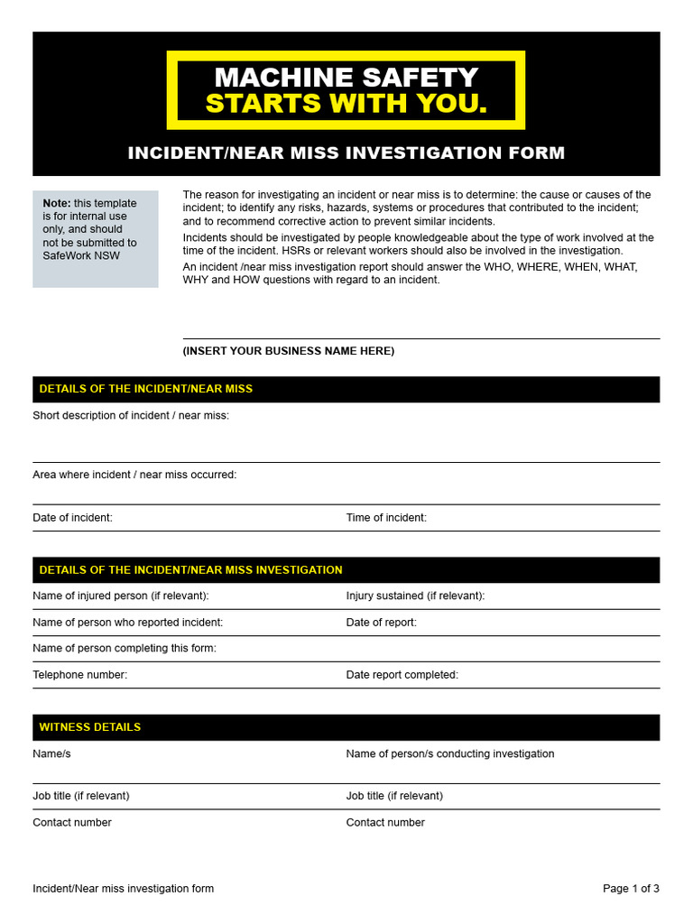 Incident Investigation Form Template | PDF | Occupational Safety And ...