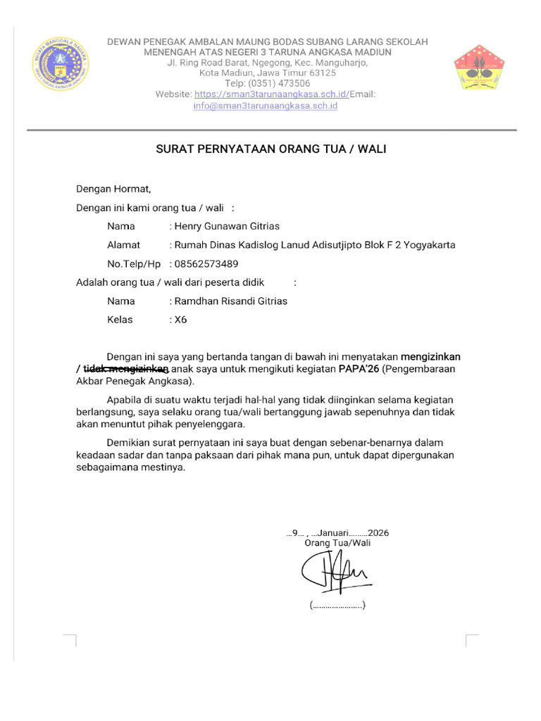 Surat Persetujuan Ramdhan Risandi G | PDF