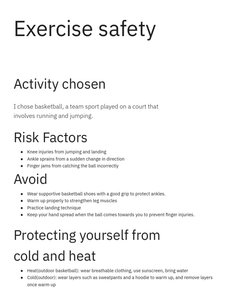 Basketball Exercise Safety Tips | PDF