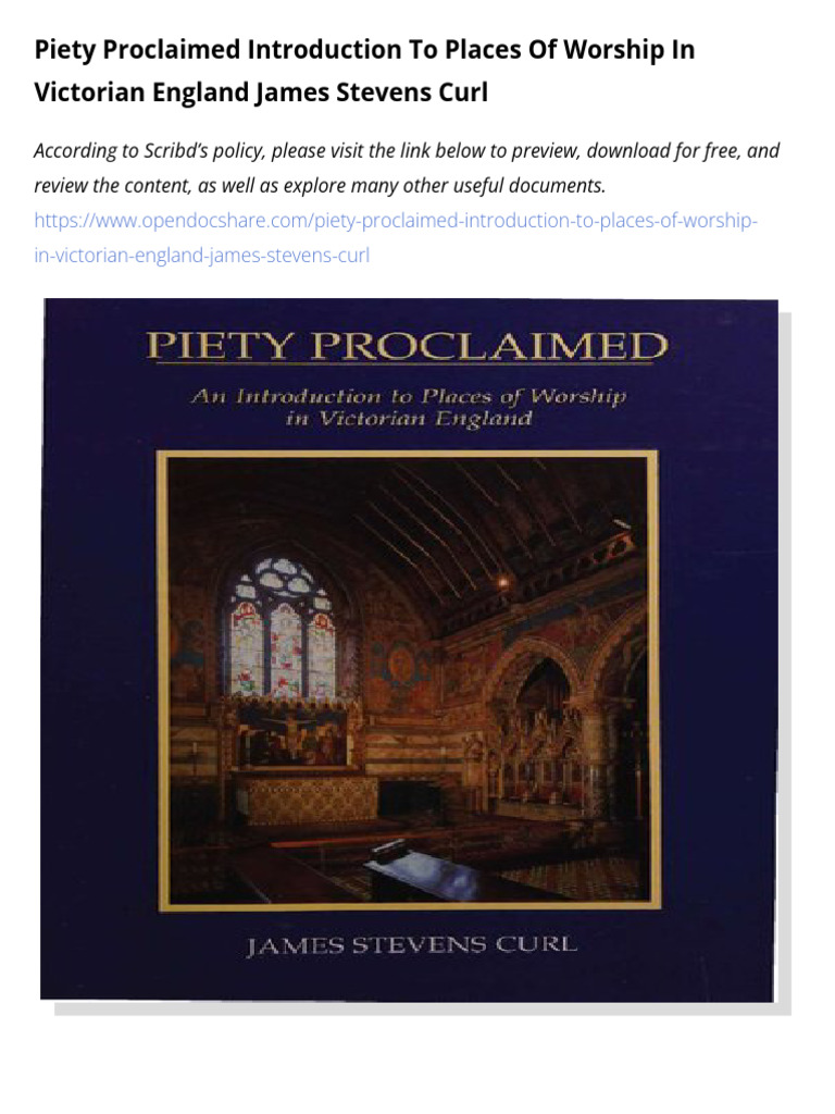 Piety Proclaimed Introduction To Places of Worship in Victorian England ...