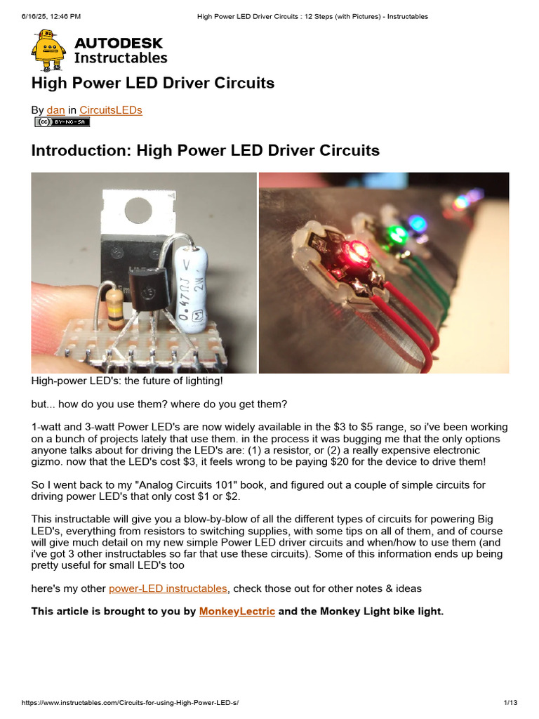 High Power LED Driver Circuits Guide | PDF | Electrical Engineering ...