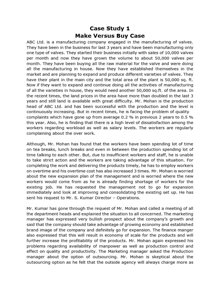 Case Study 1 | PDF | Cost | Business Economics