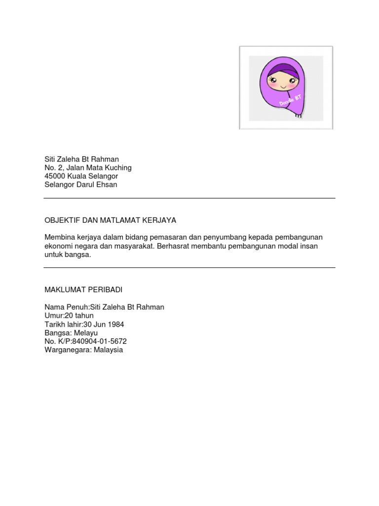 Contoh Resume Bahasa Melayu | PDF