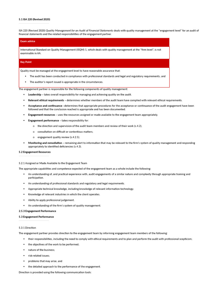 ISA 220 Revised | PDF | Audit | Auditor's Report