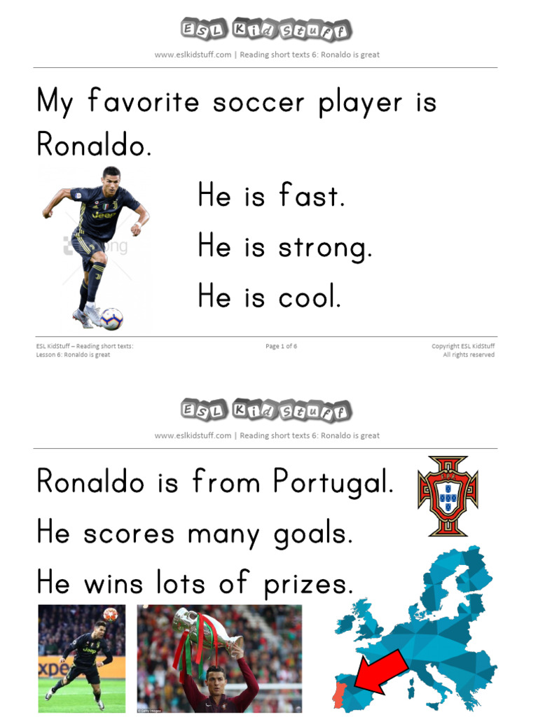 Reading Lesson 06 Ronaldo is Great Mhw US | PDF