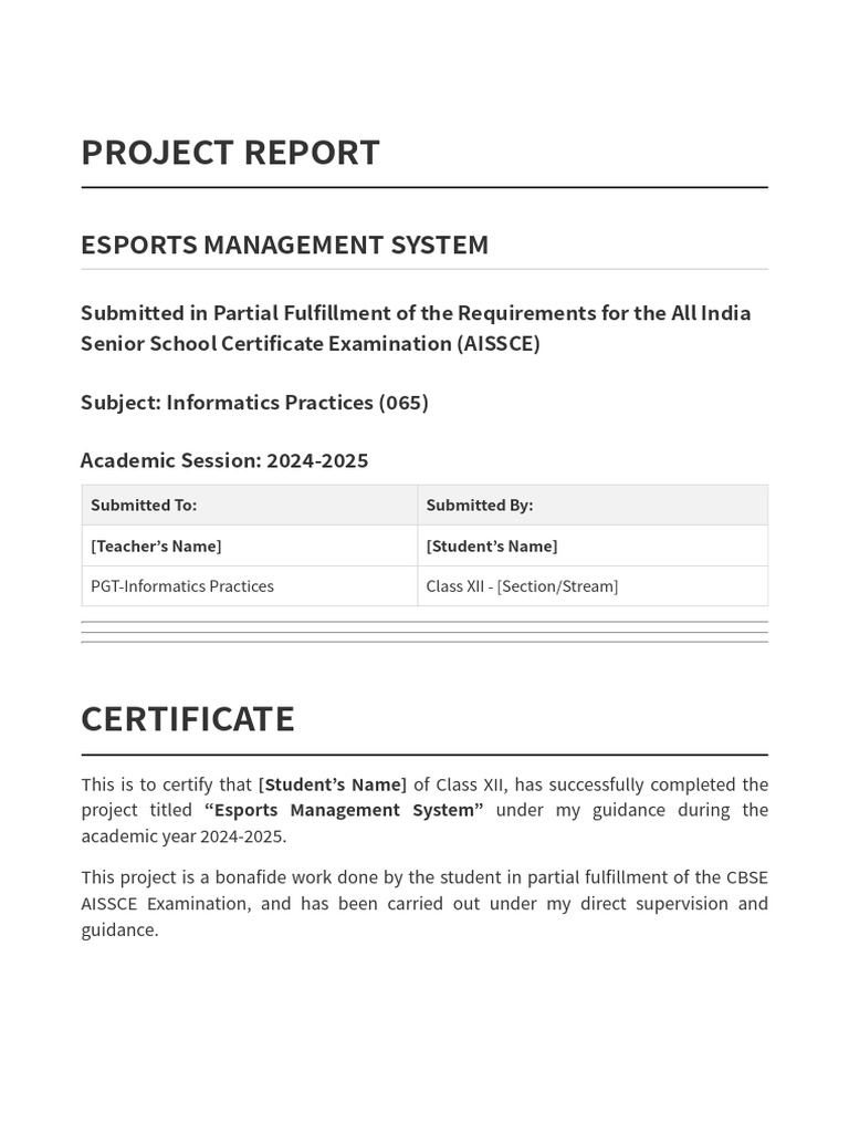 Esports Management Project Report Clean | PDF | Databases | Relational ...