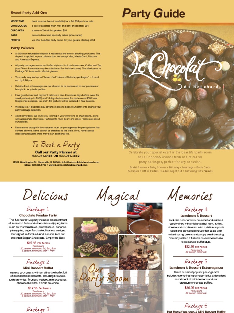 Le Chocolat Party Menu | Desserts | Menu