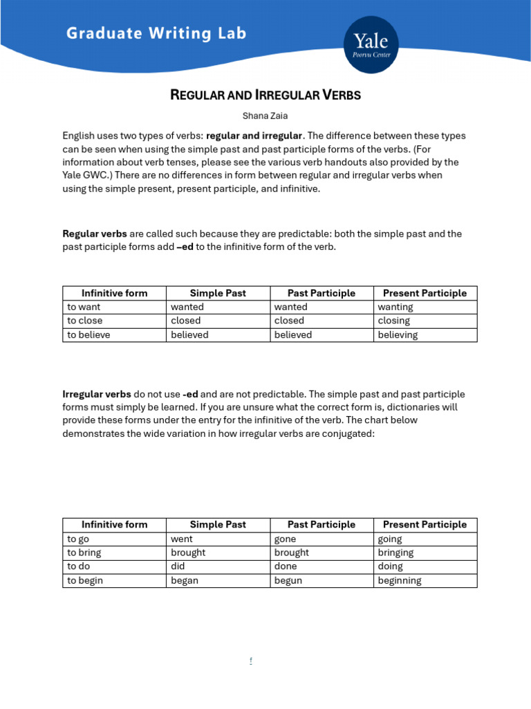 Regular vs. Irregular Verbs Guide | PDF | Verb | Linguistic Typology