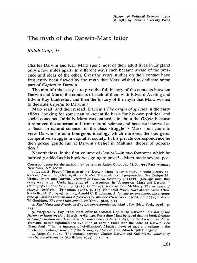 Darwin and Marx: Their Historical Contacts | PDF | Karl Marx | Marxism