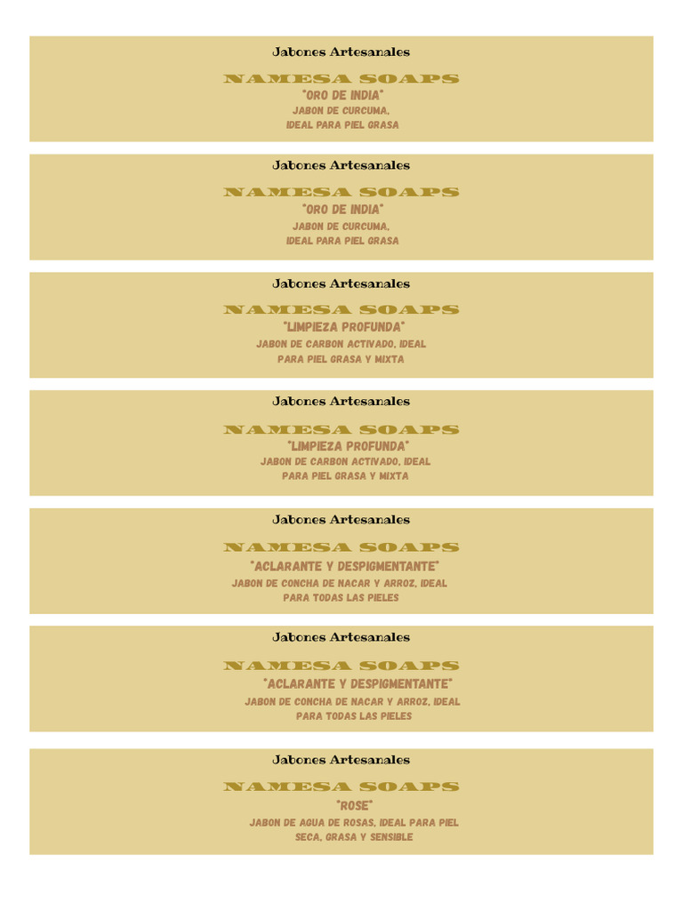 Jabones Artesanales NAMESA SOAPS | PDF