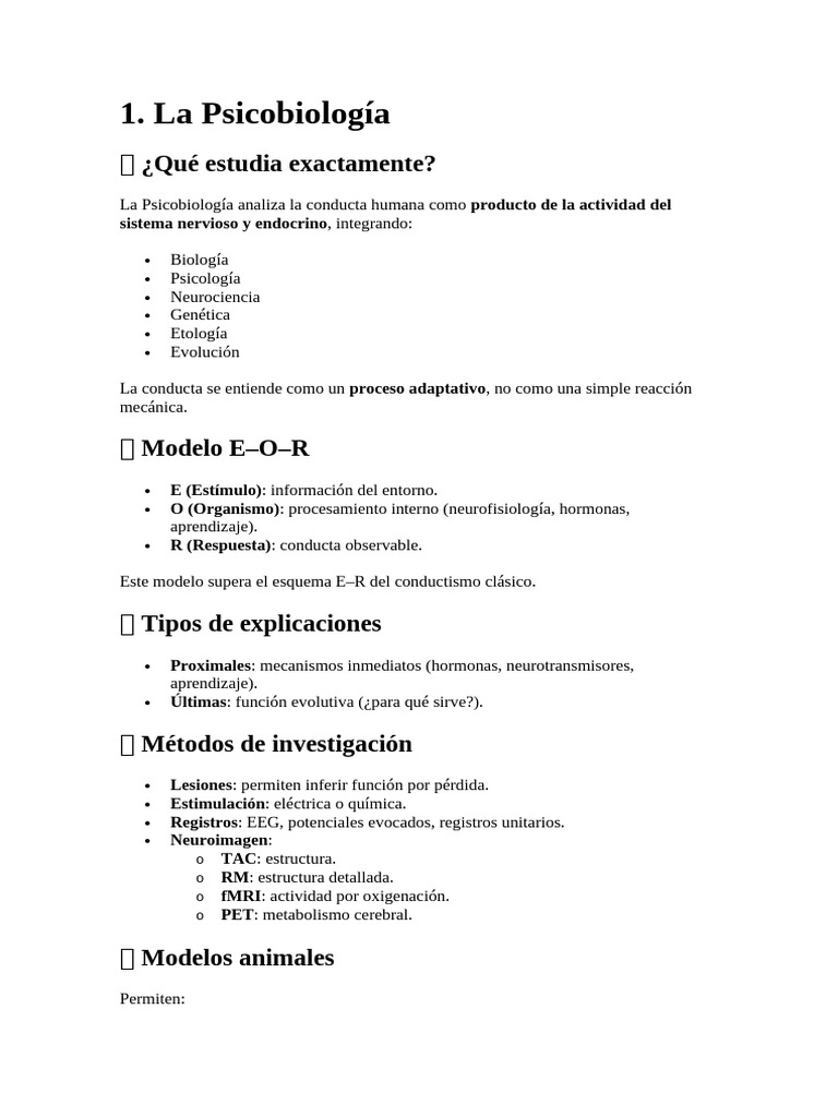 Psicobiología Resumen Temas 1-7 | PDF | Dominancia (Genética) | Alelo