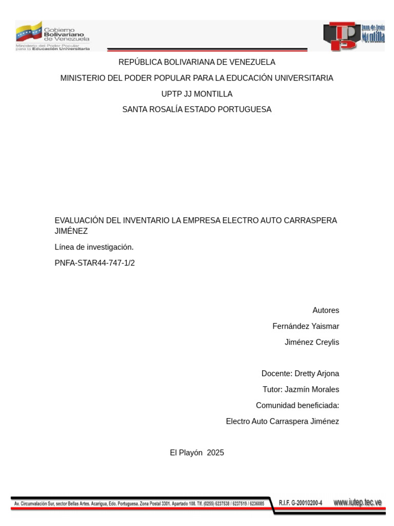 Evaluación del Inventario en Electro Auto Carraspera | PDF | normas ...