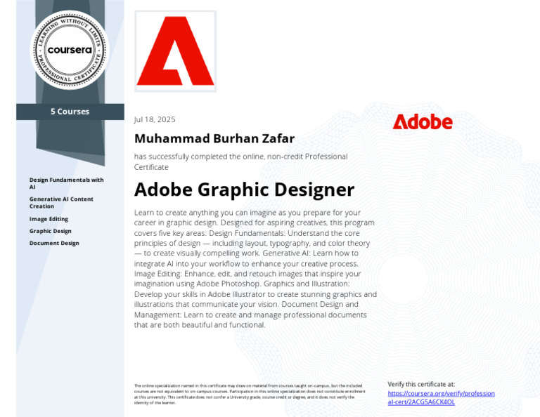 Adobe Graphic Design Certificate Completion | PDF