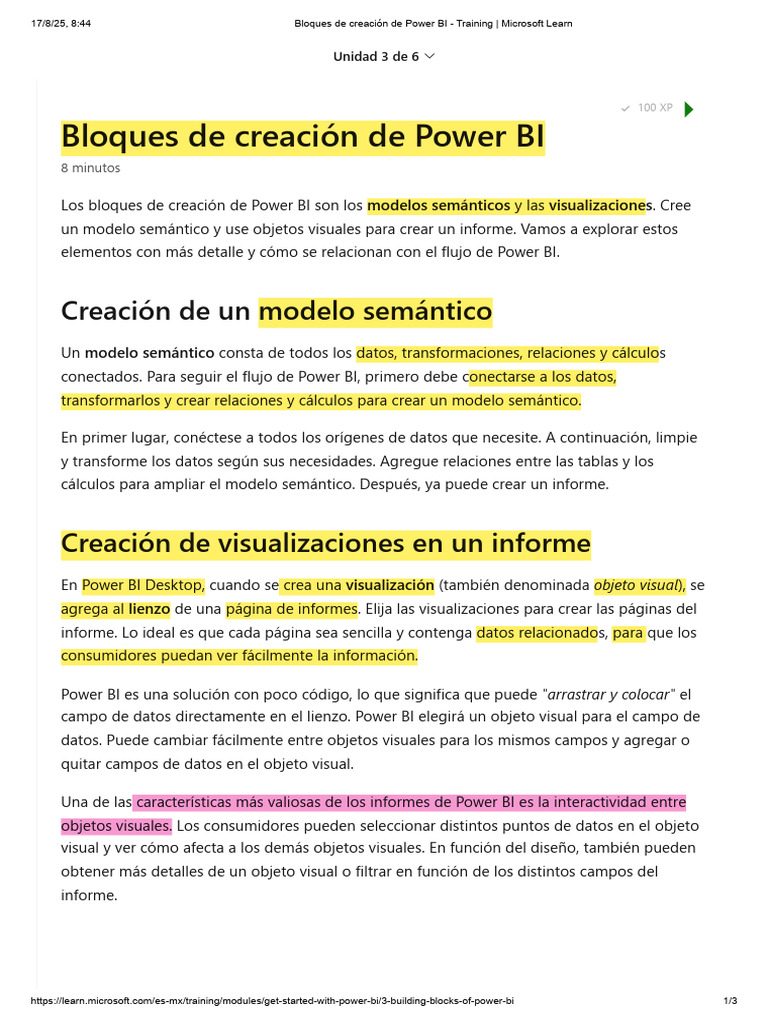 Bloques de Creación de Power BI - Training _ Microsoft Learn 2.1 | PDF ...