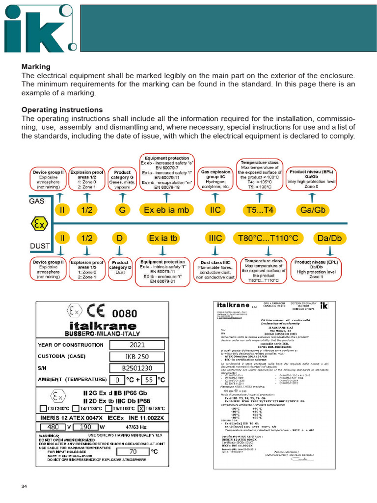 Electrical Equipment Marking & Instructions | PDF