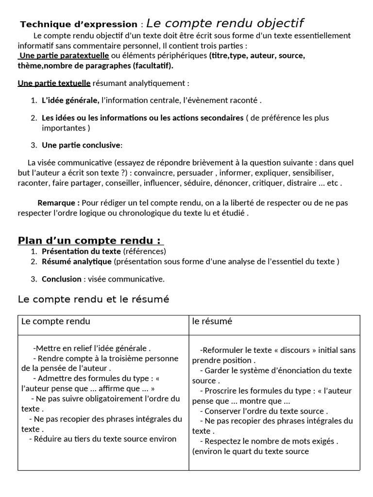 Rédiger un compte rendu objectif efficace | PDF