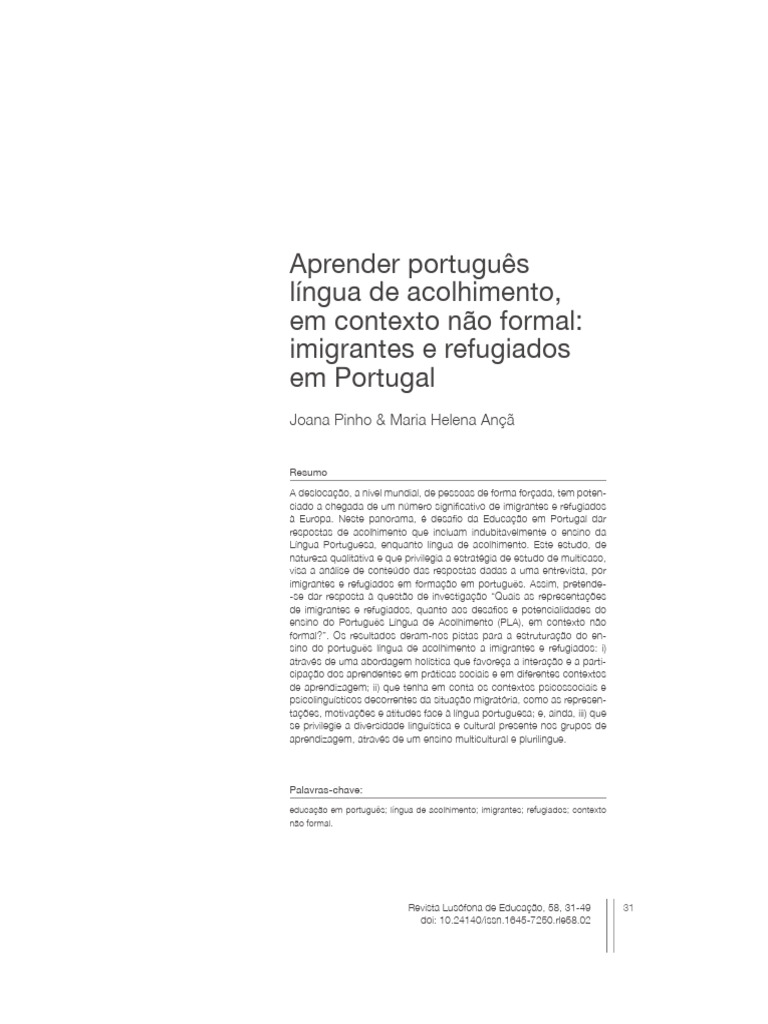 8750-Texto do artigo-25147-1-10-20230424 | PDF | Aprendizado | Portugal
