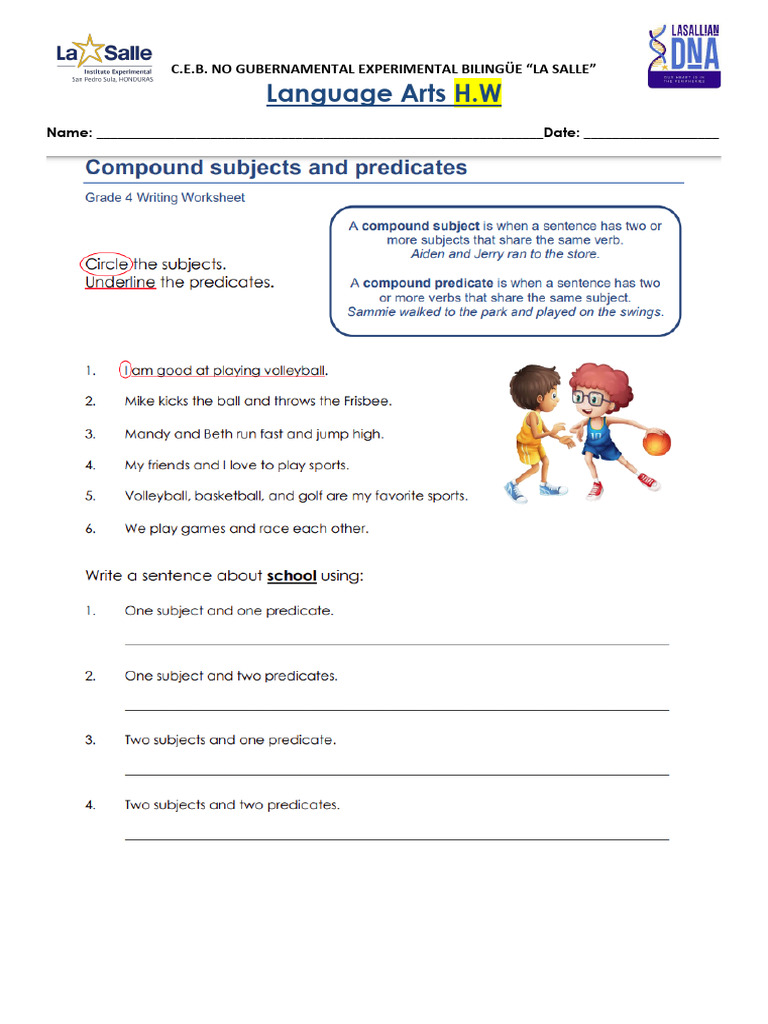 Compound Subject and Compound Predicate HW | PDF