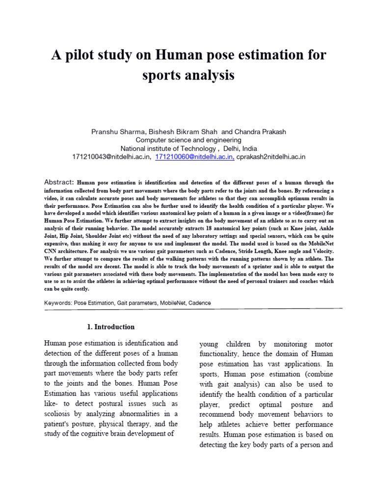 Human Pose Estimation in Sports Analysis | PDF | 2 D Computer Graphics