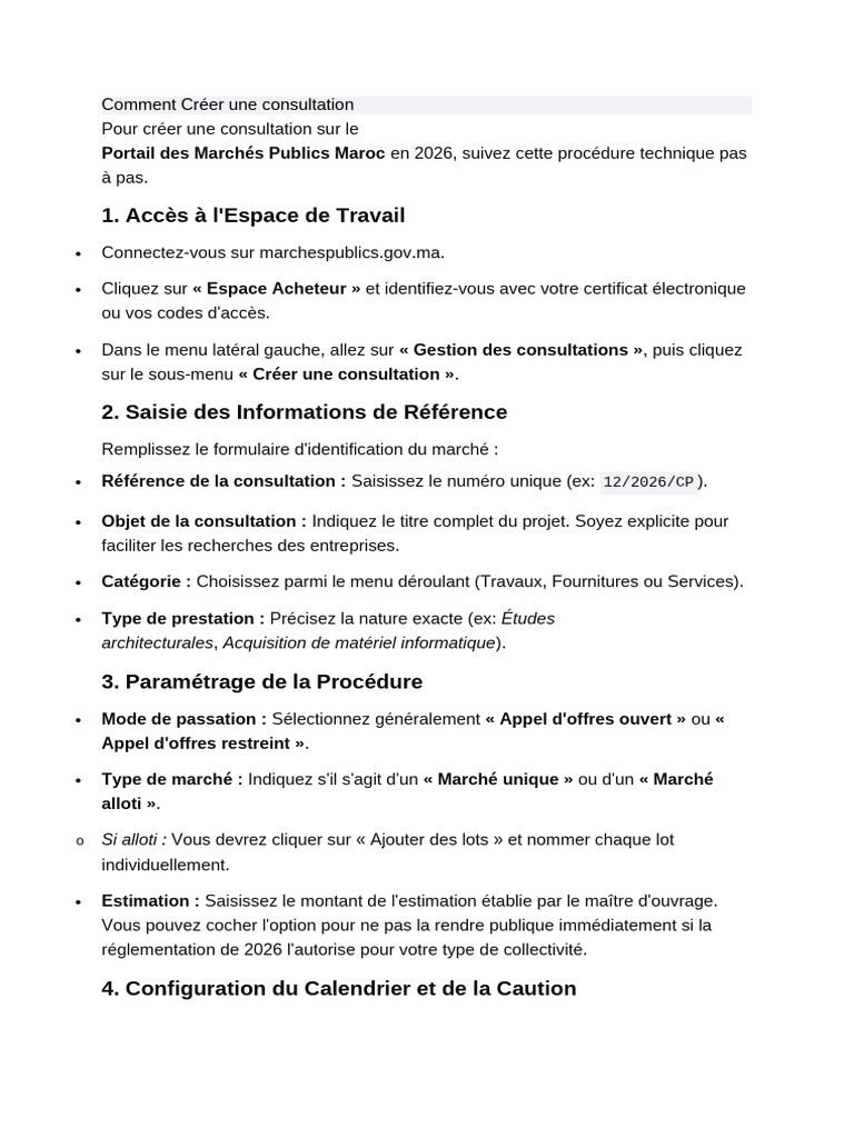 Guide pour Créer une Consultation 2026 | PDF