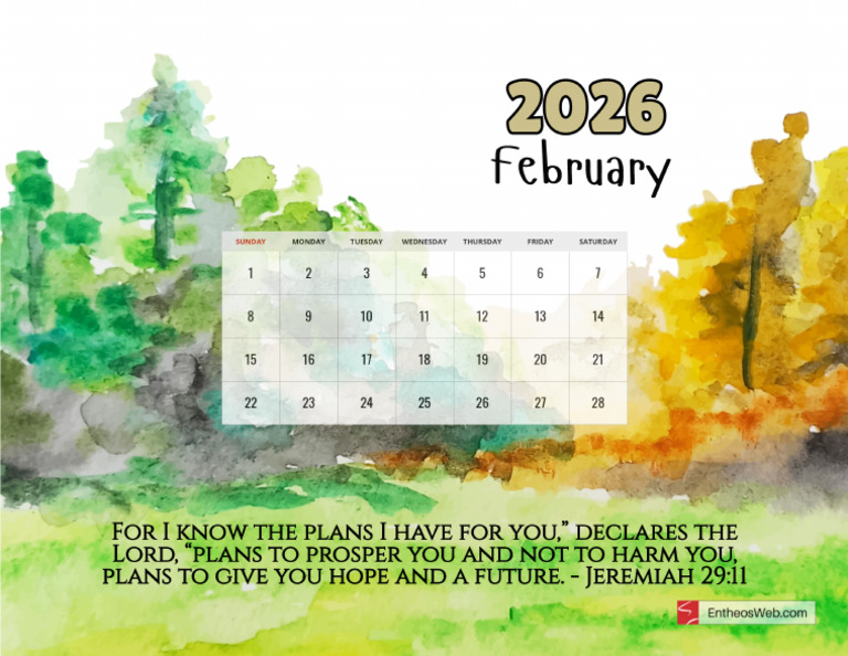 February 2026 Bible Verse Calendar Printable PDF | PDF