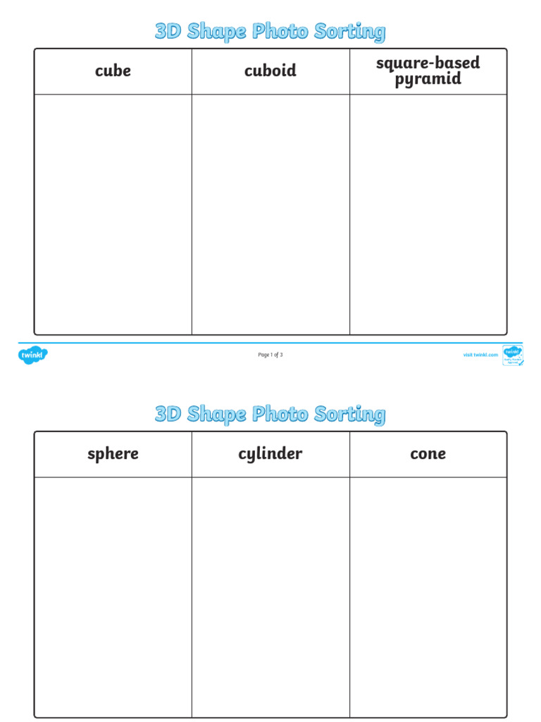 3D Shape Photo Sorting Guide | PDF