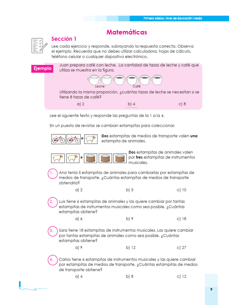 Ejercicios de Matemáticas para Primero Básico | PDF