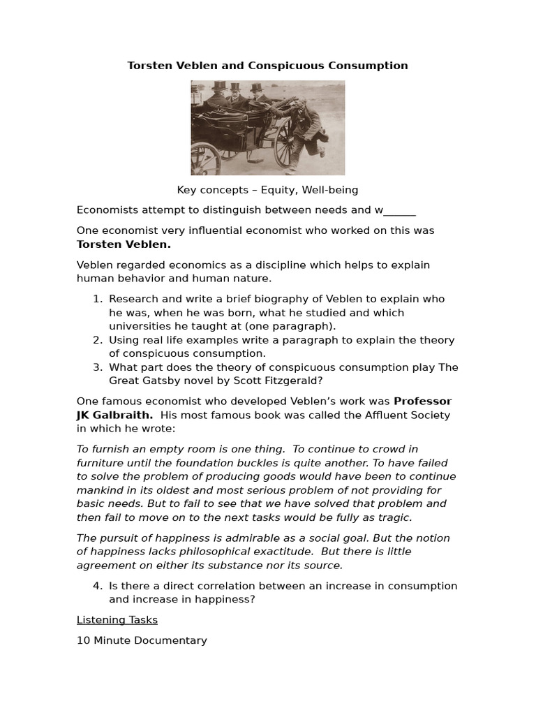 Veblen's Conspicuous Consumption Theory | PDF
