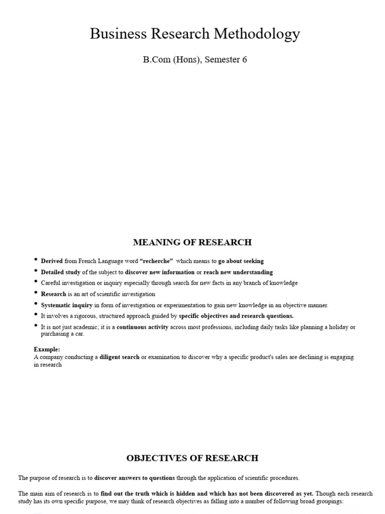 Business Research Methodology Overview | PDF | Qualitative Research ...