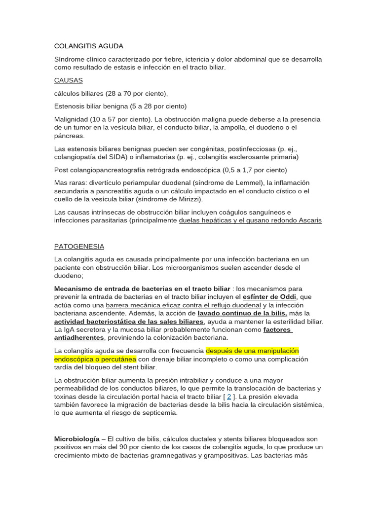 Causas y Patogénesis de Colangitis Aguda | PDF | Especialidades Medicas ...
