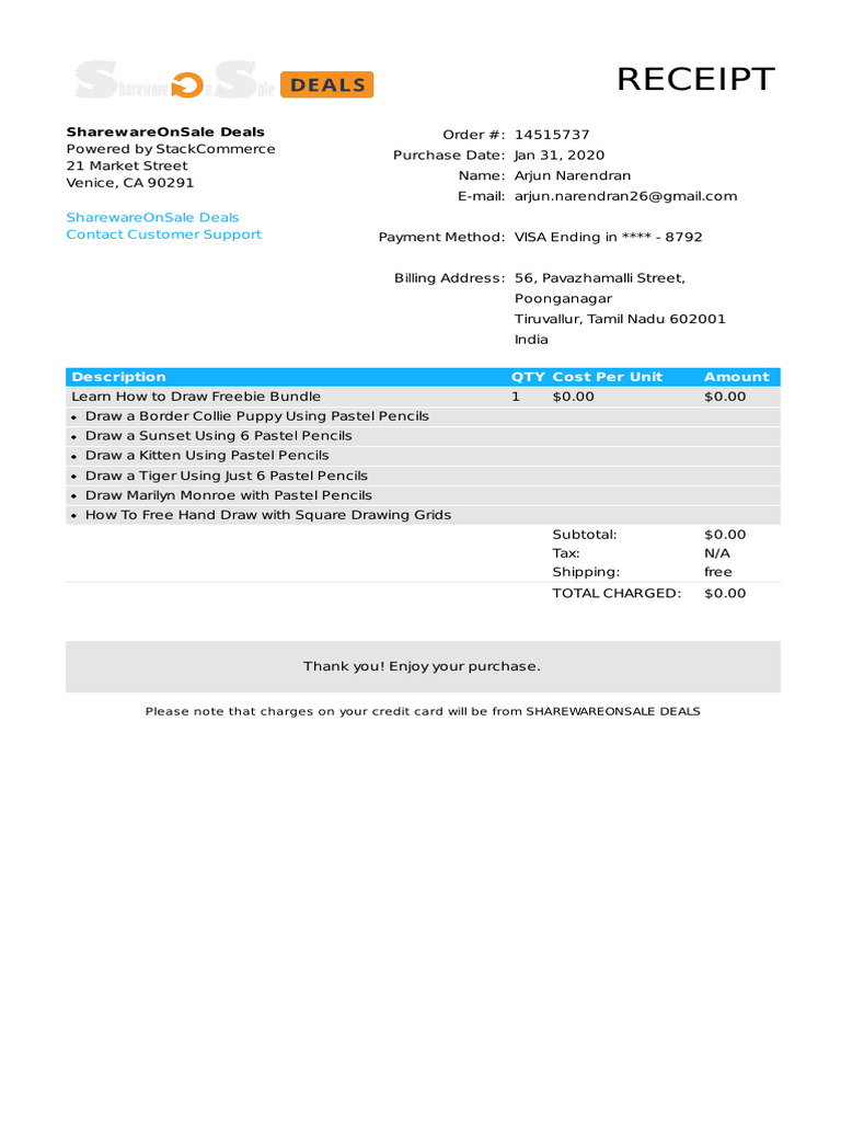 Free Drawing Bundle Receipt | PDF