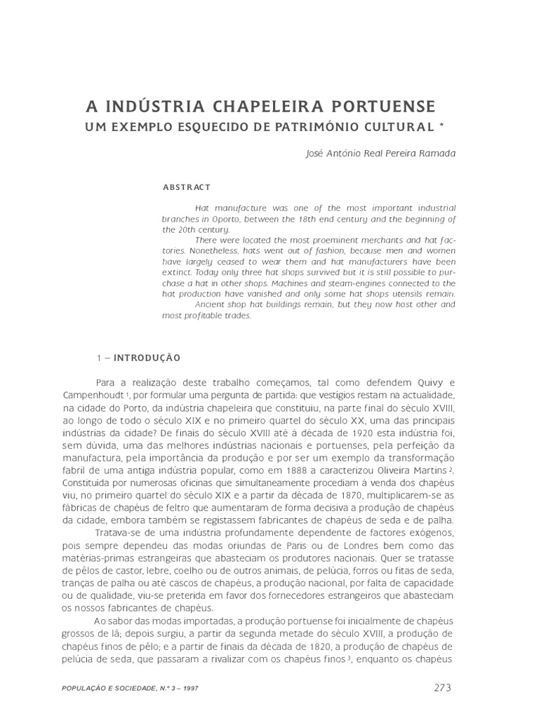 A Indústria Chapeleira Portuense. Um Exemplo Esquecido de Património ...