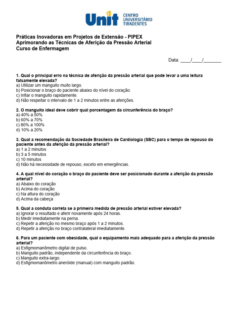 Question á Rio | PDF | Pressão sanguínea | Especialidades médicas