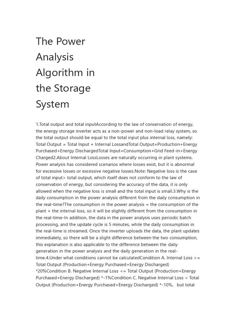 Power Analysis in Energy Storage Systems | PDF