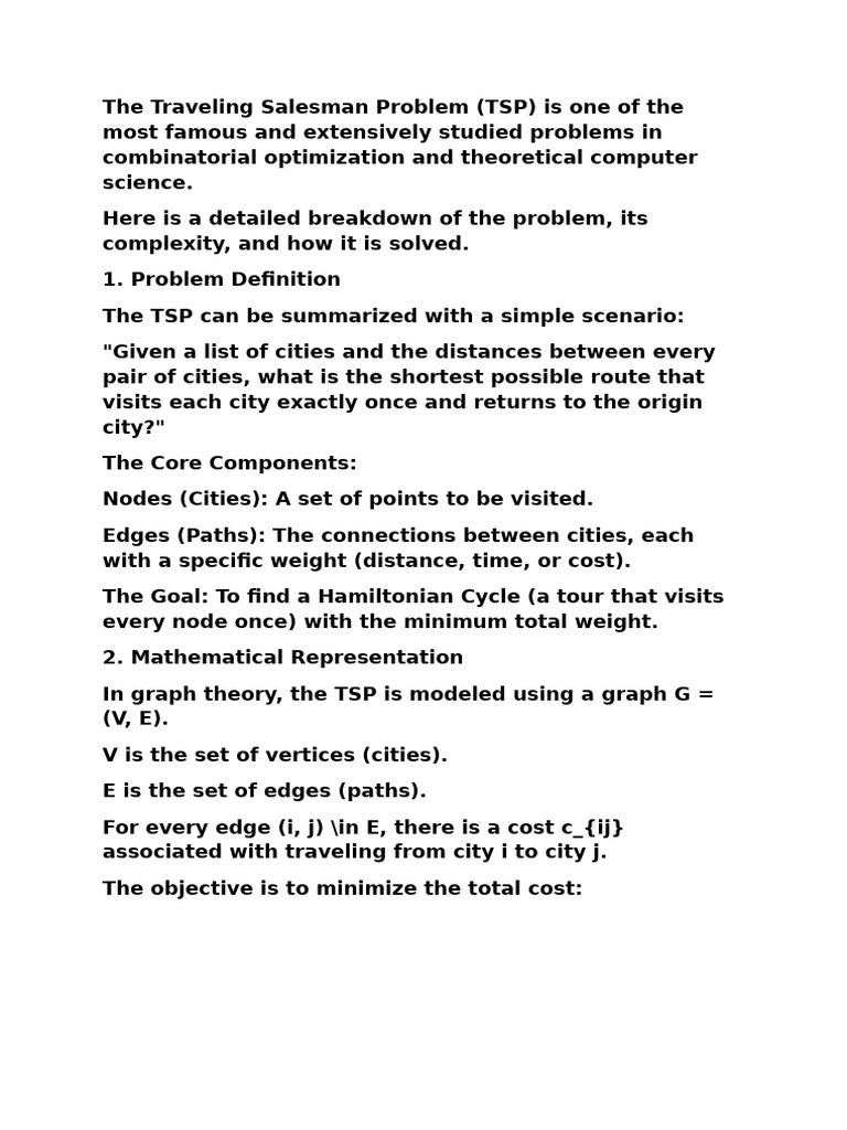 Understanding the Traveling Salesman Problem | PDF