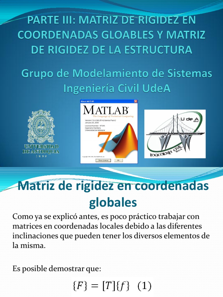Clase 14-Matriz de Rigidez en Coordenadas Globales | PDF | Rigidez ...