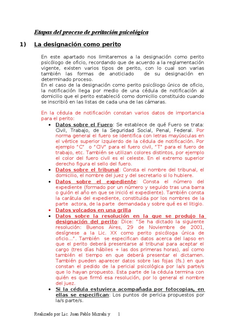 Etapas Del Proceso de La Peritacion Psicologica | PDF | Testigo experto ...