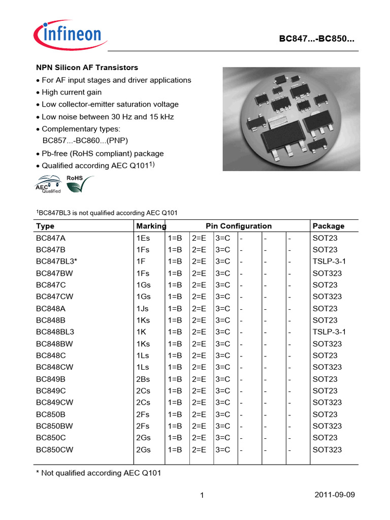 bc847, bc848, bc849, bc850 Series Infineon | PDF | Bipolar Junction ...