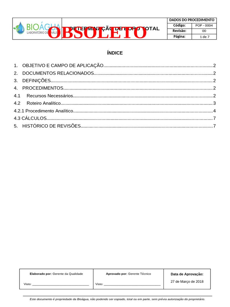 Procedimento de Análise de Boro Total | PDF | Boro | Calibração
