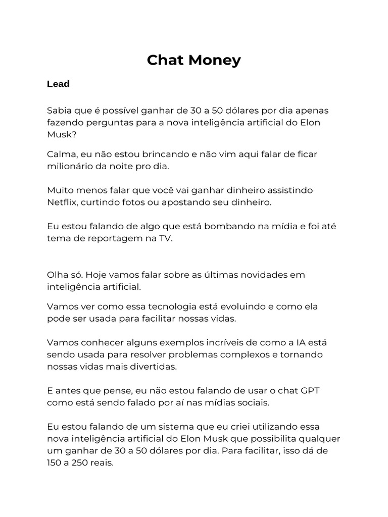 4. Chat Money | PDF | Inteligência artificial | Inteligência Artificial ...