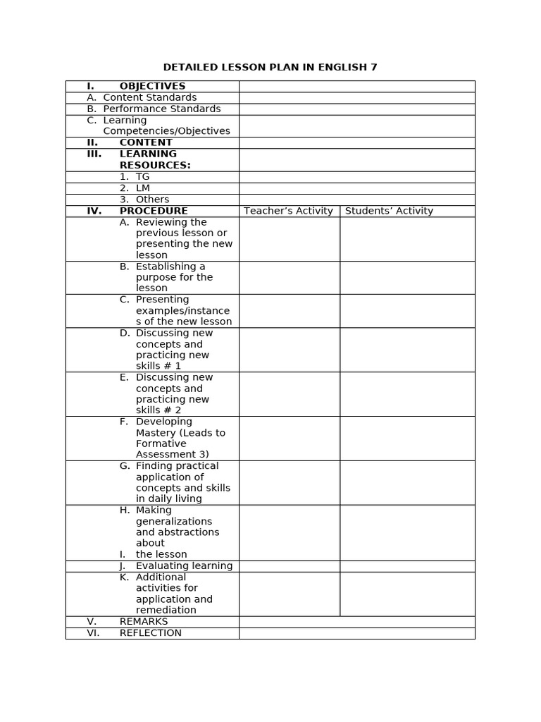 English 7 Detailed Lesson Plan | PDF